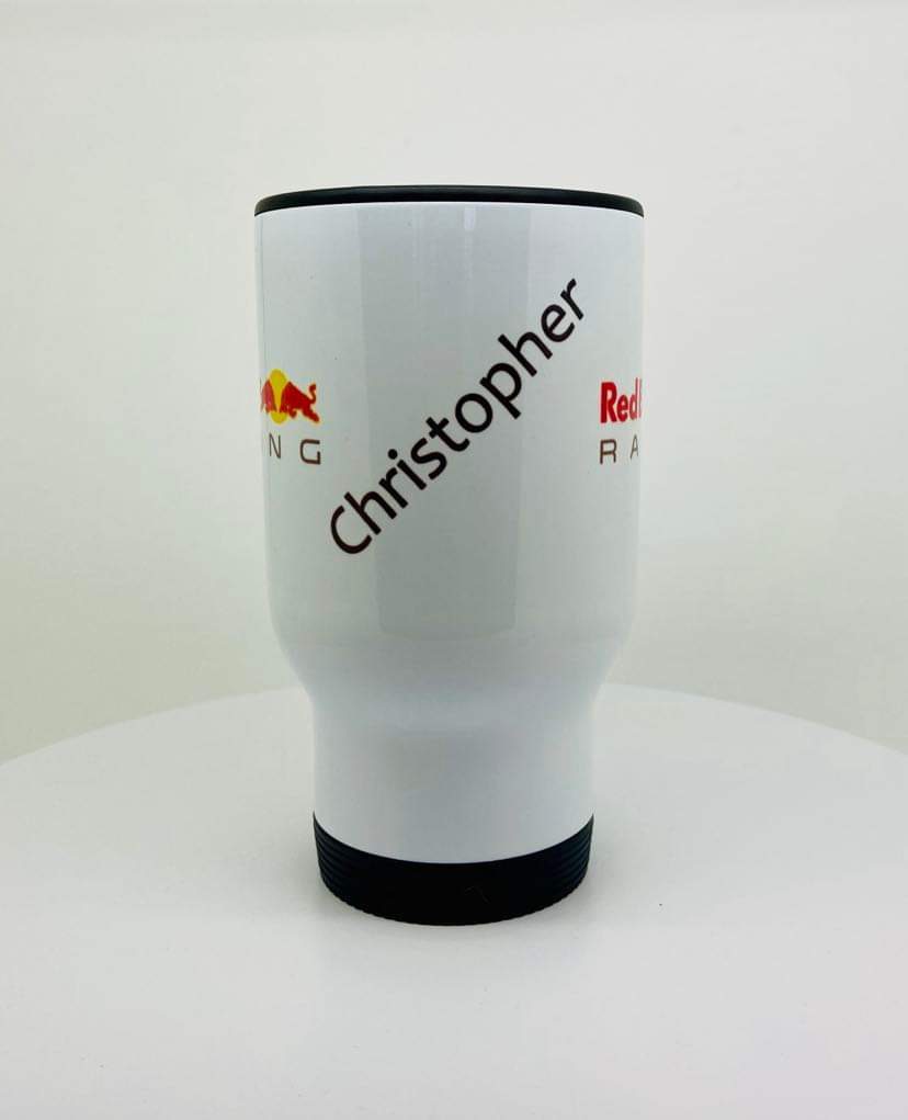 14oz White Insulated Travel Cup With Red Bull Racing Design - Name It ...