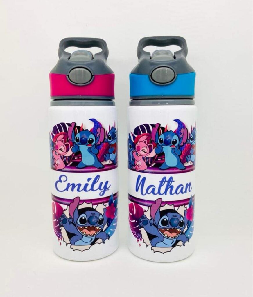 Stitch Inspired 650ml Flip Top Water Bottle With Straw 2 Colours ...