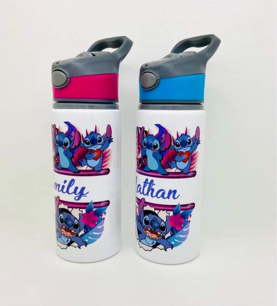 Stitch Inspired 650ml Flip Top Water Bottle With Straw 2 Colours ...
