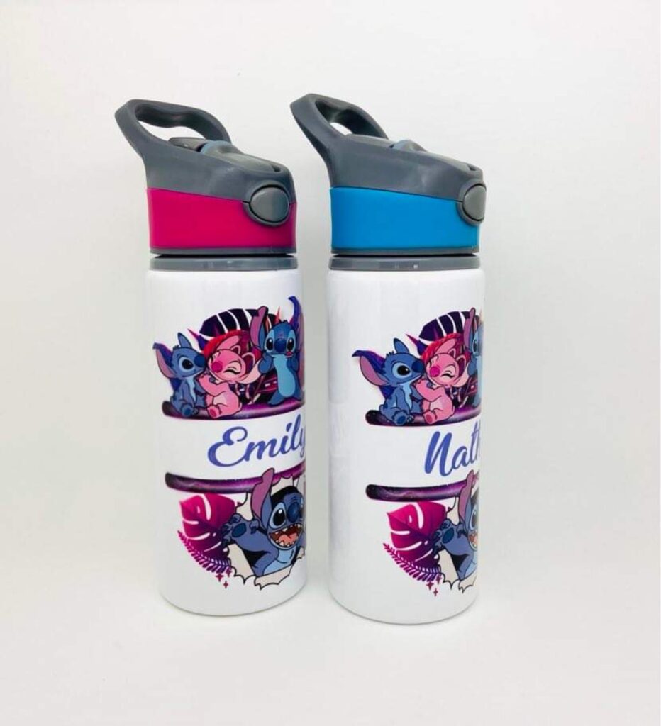 Stitch Inspired 650ml Flip Top Water Bottle With Straw 2 Colours ...